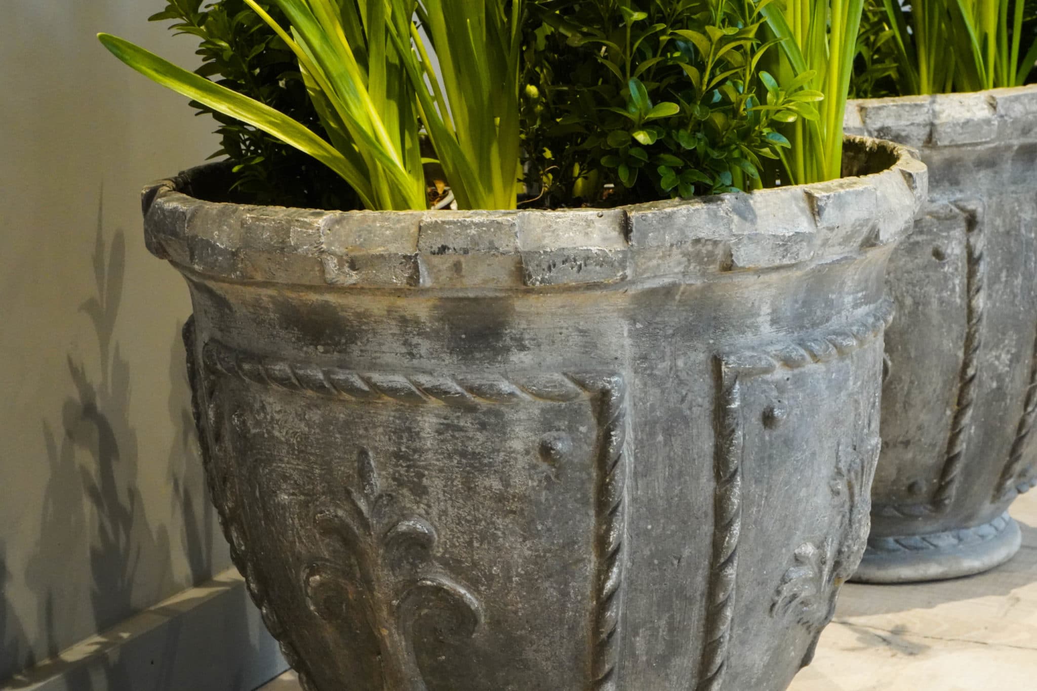 A Pair Lead Garden Planters - DGA by Tina Bird