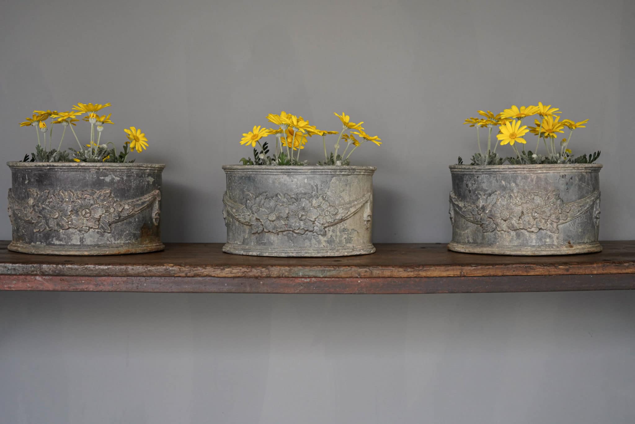 Three Small Vintage Lead Planters - DGA by Tina Bird