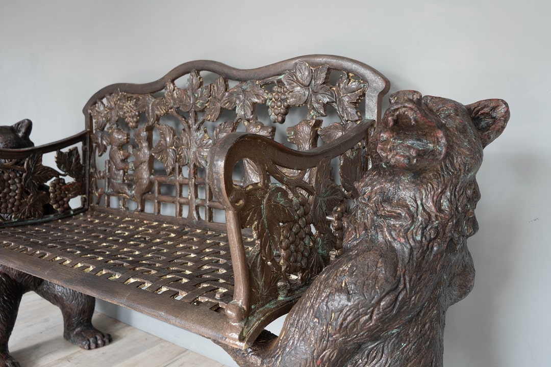 Exceptional Cast Iron Bear Garden Bench - DGA by Tina Bird